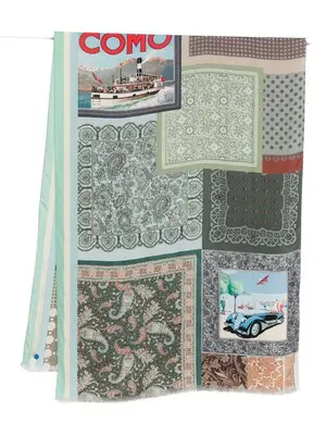 PIERRE-LOUIS MASCIA Lago Di Como Silk Printed Scarf - Grey