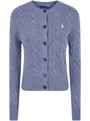Polo Ralph Lauren Grey Heather Wool Cable Knit Cardigan - Gray