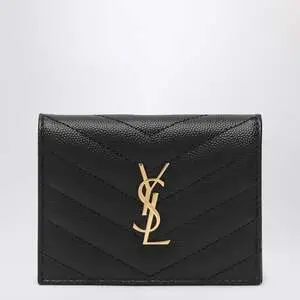 Saint Laurent Cassandre Matelassé Flap Card Holder - Black