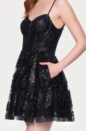 BLONDIE NITES Glitter Mesh Sleeveless Party Minidress