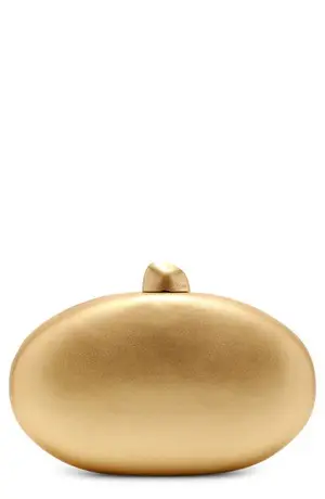 Cult Gaia Eviana Metallic Leather Clutch - Brass