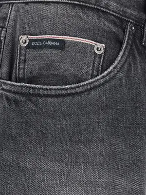 Dolce & Gabbana Straight Fit Five-pocket Jeans With Logo Plaque