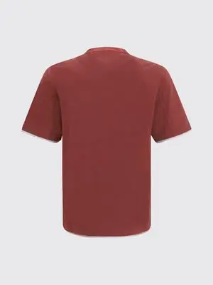 Brunello Cucinelli Crewneck Cotton T-shirt With Contrast Trims - Red