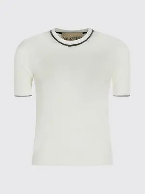 Valentino Garavani Wool Crew Neck Jumper With Bow And Vlogo Signature - Ivory
