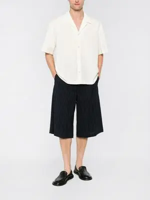 Barena Venezia Pinstriped Wool Blend Wide Leg Chino Shorts