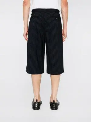 Barena Venezia Pinstriped Wool Blend Wide Leg Chino Shorts