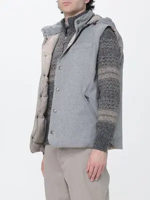 Brunello Cucinelli Padded Wool Vest With Detachable Hood - Grey