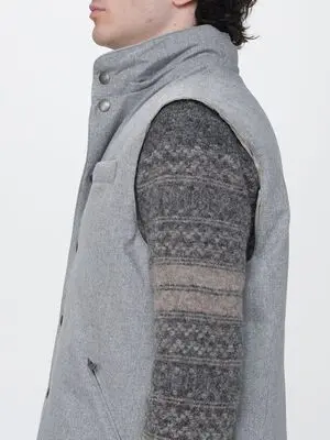Brunello Cucinelli Padded Wool Vest With Detachable Hood - Grey