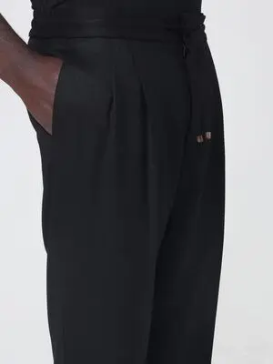 Brunello Cucinelli Straight-leg Wool Trousers With Drawstring Waist - Black