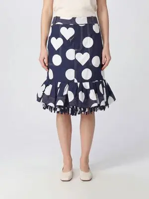 Jacquemus High-waisted Polka Dot And Heart Midi Skirt With Ruffle Hem