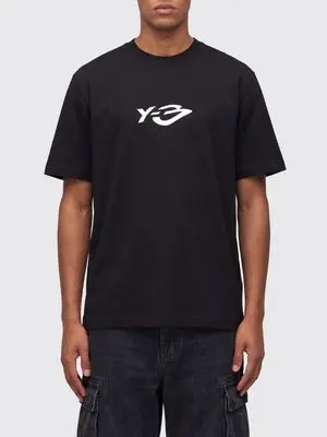 Y3 Cotton Crewneck T-shirt With Contrast Logo Print On The Back