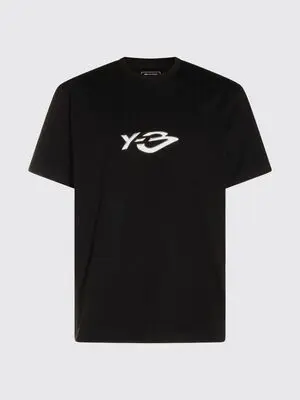 Y3 Cotton Crewneck T-shirt With Contrast Logo Print On The Back