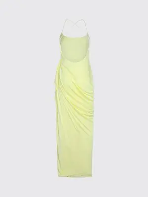 Versace Viscose Long Evening Gown With Draping And Medusa Detail - Yellow