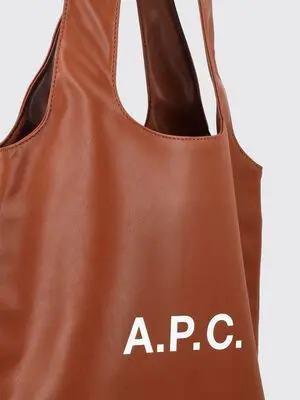 A.p.c. Small Ninon Tote Bag In Recycled Materials With Printed Logo - Leather