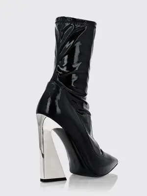Philipp Plein Patent-effect Stretch Almond-toe High Heel Ankle Boots