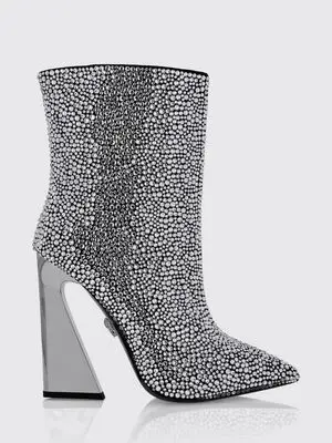Philipp Plein Embellished Almond Toe High Heel Ankle Boots - Black