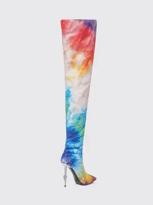 Philipp Plein Tie-dye Crystal Skull Embellished Over-the-knee Boots