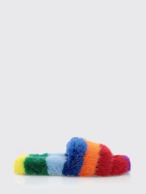 Philipp Plein Striped Fur Slides - Multicolor