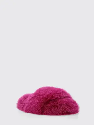 Philipp Plein Fur Slide Sandals With Low Heel - Fuchsia