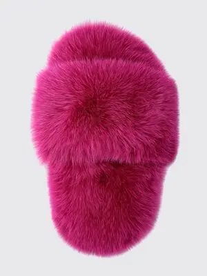 Philipp Plein Fur Slide Sandals With Low Heel - Fuchsia