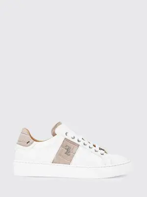BILLIONAIRE Croc-effect Leather Low-top Trainers With Metallic Logo - White 1