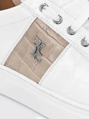 BILLIONAIRE Croc-effect Leather Low-top Trainers With Metallic Logo