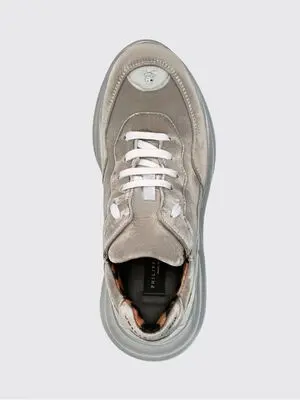 Philipp Plein Velvet Lace-up Sneakers With Chunky Sole - Silver