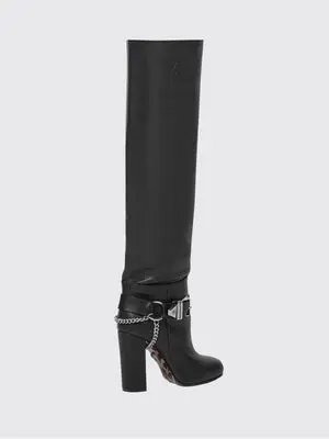 Philipp Plein Grained Leather Over-the-knee Boots With High Block Heel And Chain Detailing