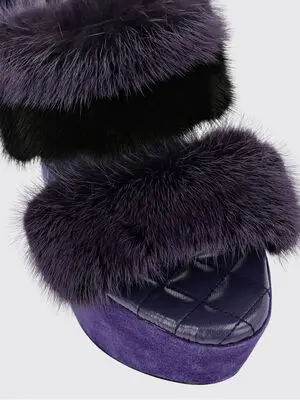 Philipp Plein Striped Suede And Fur Platform Sandals