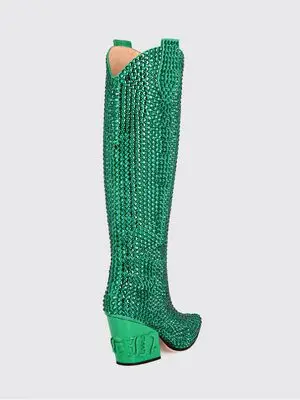 Philipp Plein Embroidered Swarovski Crystal Suede Knee-high Boots