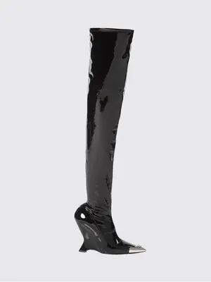 Philipp Plein Patent Leather Over-the-knee Boots With Skull Detail And Sculptural Heel