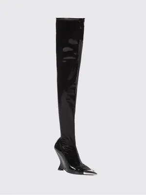 Philipp Plein Patent Leather Over-the-knee Boots With Skull Detail And Sculptural Heel