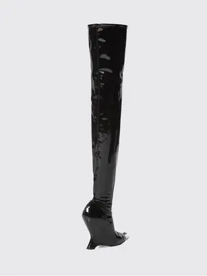 Philipp Plein Patent Leather Over-the-knee Boots With Skull Detail And Sculptural Heel