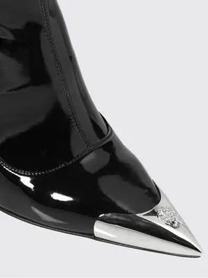 Philipp Plein Patent Leather Over-the-knee Boots With Skull Detail And Sculptural Heel
