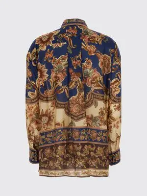 Zimmermann Aster Relaxed Fit Silk Shirt With Ethnic Print - Blue