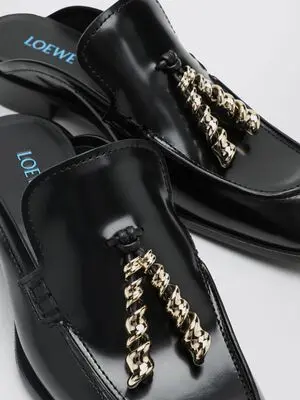 Loewe Flat Mules With Chain Detailing - Black