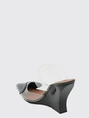 Alaïa Patent Leather And Clear Vinyl Wedge Mules - Black