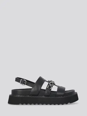 Pinko Platform Heeled Sandals With Chain Detailing - Black