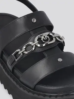 Pinko Platform Heeled Sandals With Chain Detailing