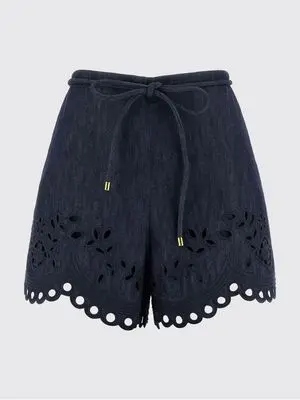 Zimmermann High-waisted Cotton Denim Shorts With Lace Inserts