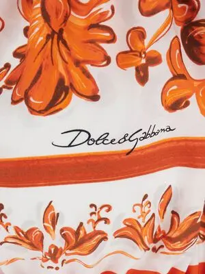Dolce & Gabbana Cropped Top With Maioliche Print And Boat Neck - Multicolor