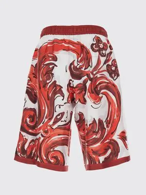 Dolce & Gabbana Knee-length Silk Shorts With Maioliche Print - Red