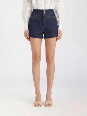 Zimmermann High-waisted Slim Fit Cotton Denim Shorts - Blue