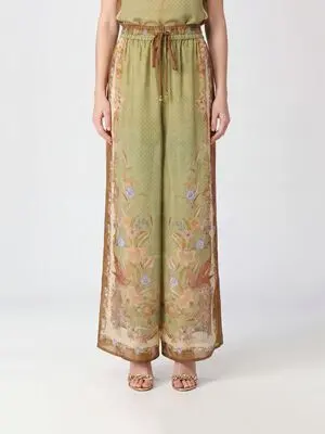 Zimmermann Zimmermann Indra High-Waisted Silk Palazzo Trousers Kaki
