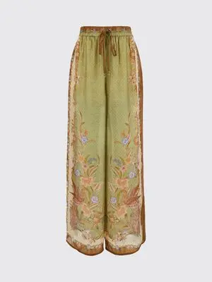 Zimmermann Indra High-waisted Silk Palazzo Trousers - Kaki