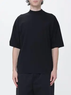 JIL SANDER Cotton T-shirt With Mock Neck And Dropped Shoulders - Grey