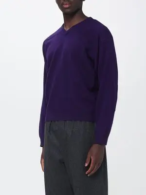 JIL SANDER V-neck Long-sleeve Wool Blend Jumper - Violet