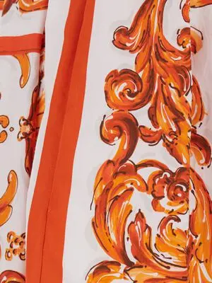 Dolce & Gabbana High-waisted A-line Midi Skirt In Cotton With Maioliche Print