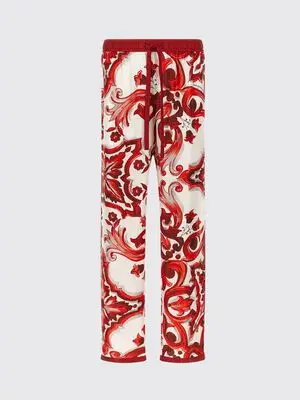 Dolce & Gabbana Majolica Print Straight-leg Silk Trousers