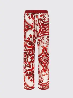 Dolce & Gabbana Majolica Print Straight-leg Silk Trousers